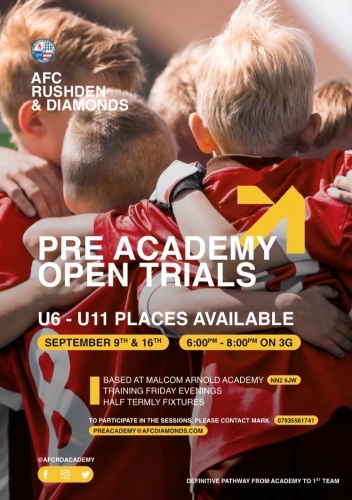 Pre-Academy Open Trials – AFC Rushden & Diamonds