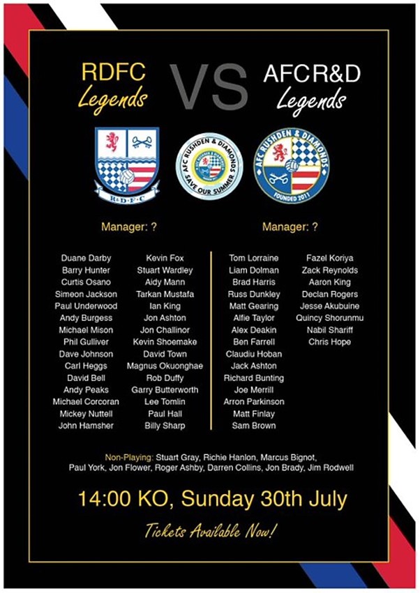 Teams for Legends Day – Sunday 30th July (KO 2:00 pm) – AFC Rushden ...