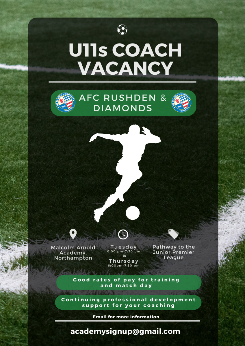 Recruiting: U11s Academy Coaches – AFC Rushden & Diamonds